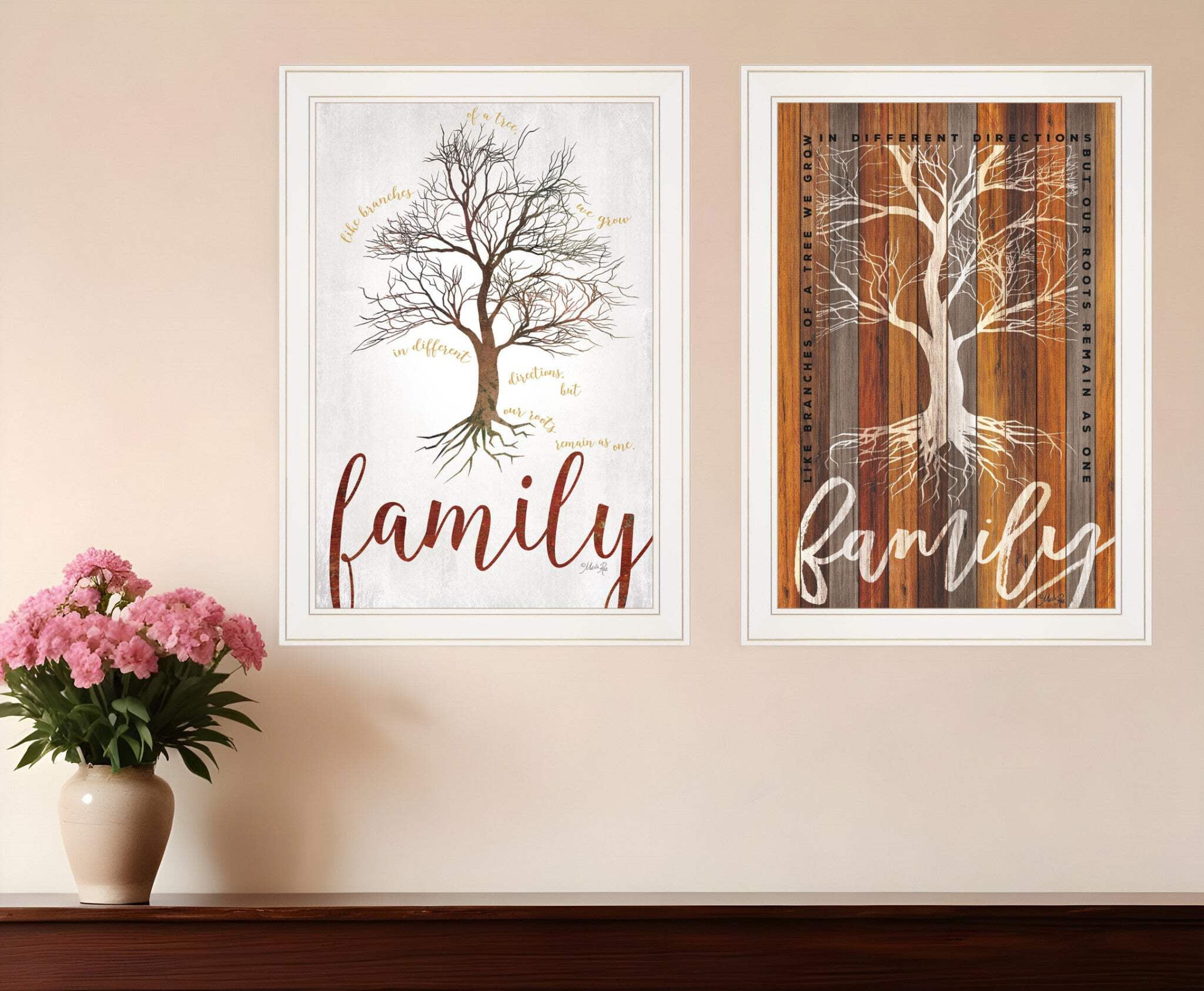 Set Of Two Family Tree or Roots White Framed Print Wall Art - Walmart.com