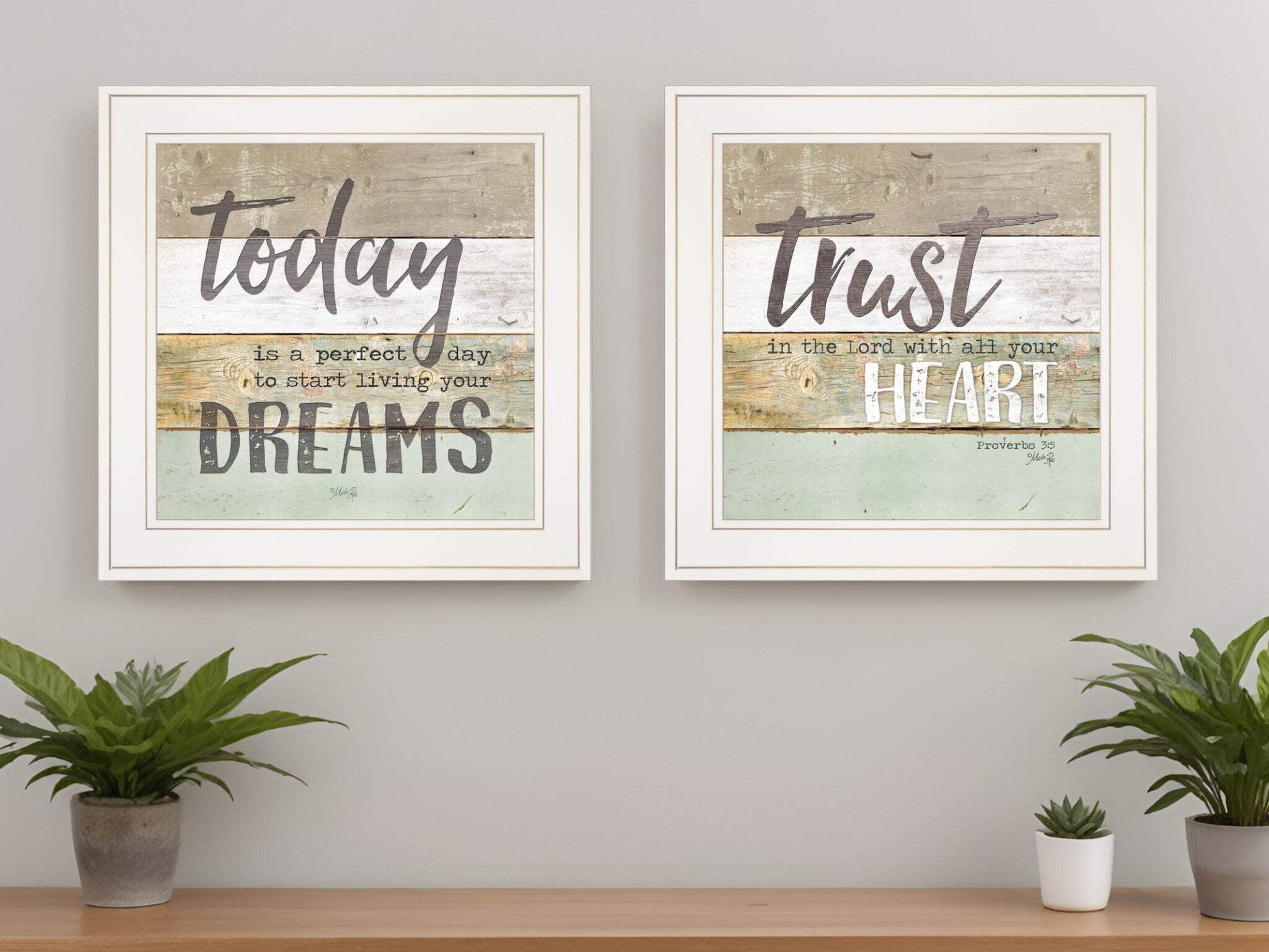 HomeRoots 415803 Trusting in the Lord White Framed Print Wall Art - Set ...