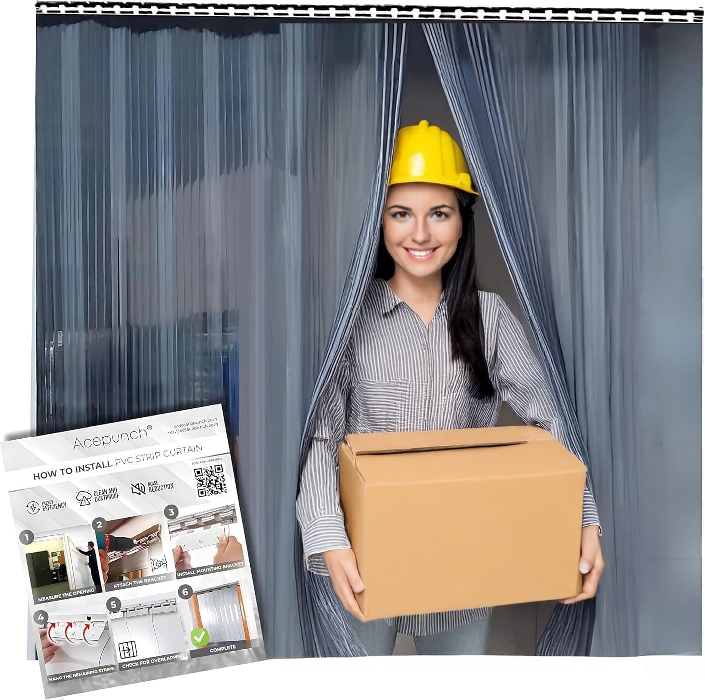 Set PVC Curtain Plastic Strip Thermal Door Cover Clear Screen ...