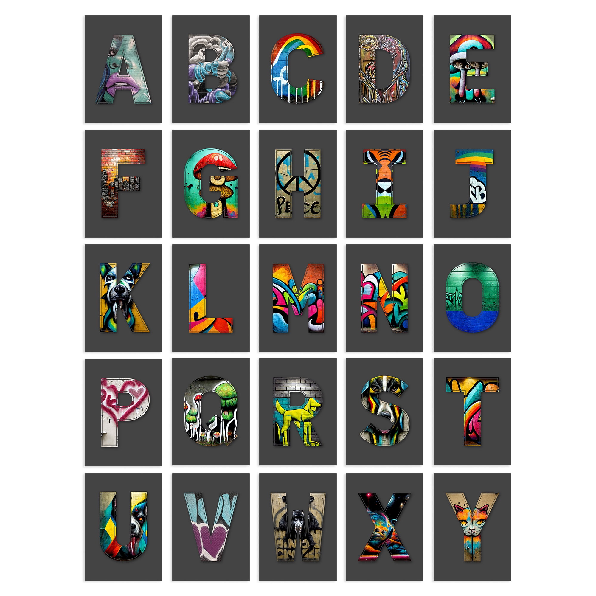 Set Pack of 50 Street Art Graffiti Aesthetic A-Z Letters Fun Crafting ...