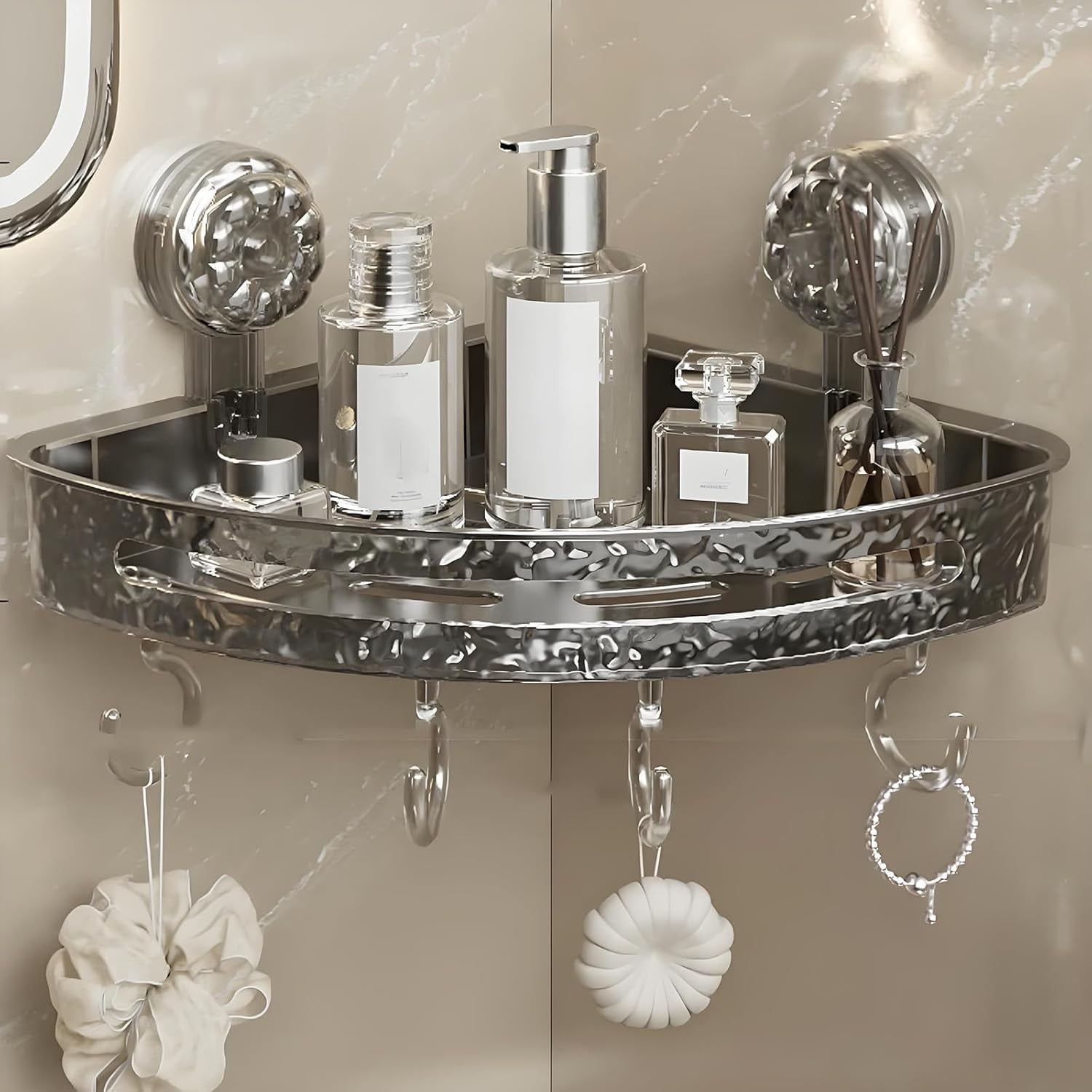 Set Patient Trays Shower Shelf, Corrugated Suction Cup Storage Holder ...