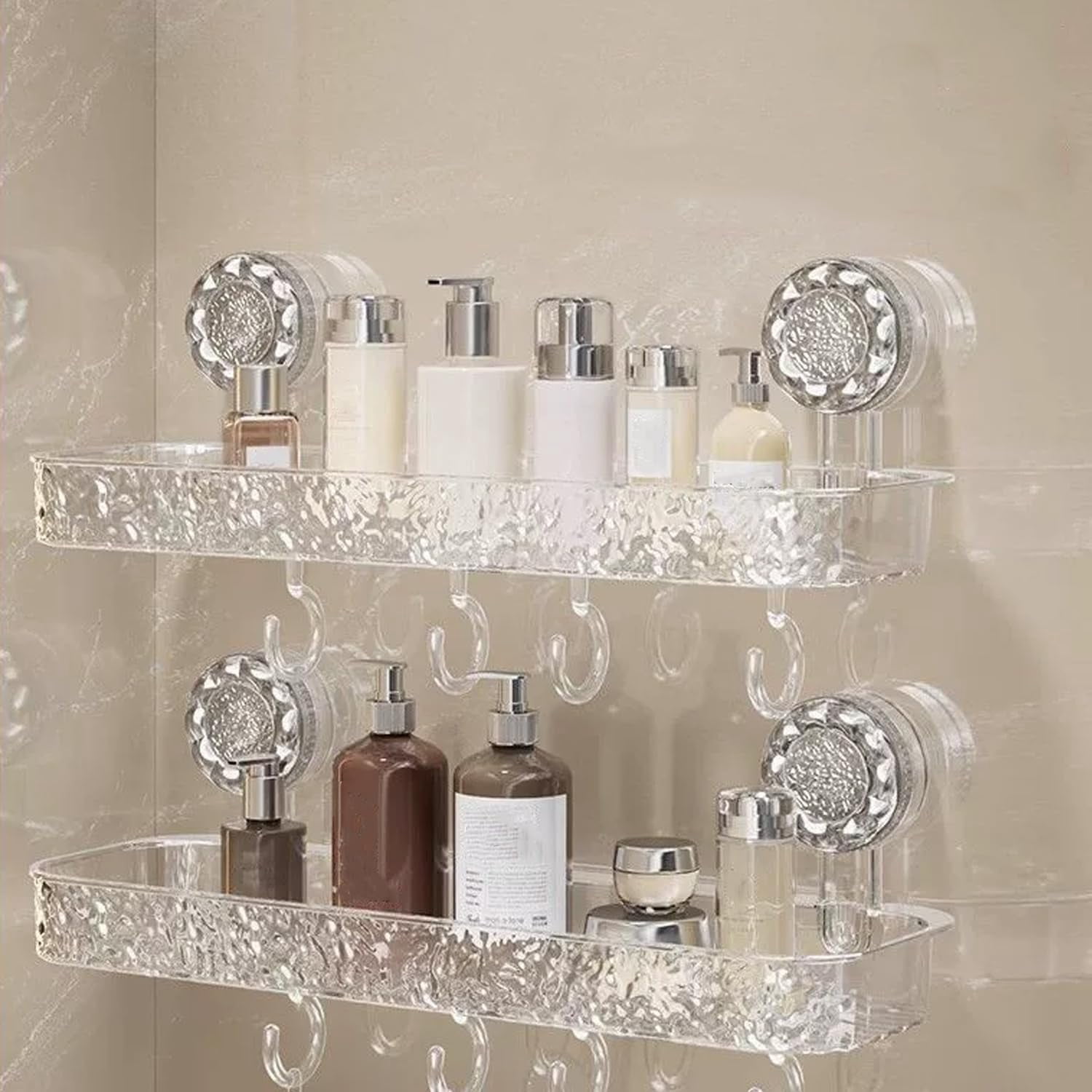 Set Patient Trays Shower Shelf, Corrugated Suction Cup Storage Holder ...