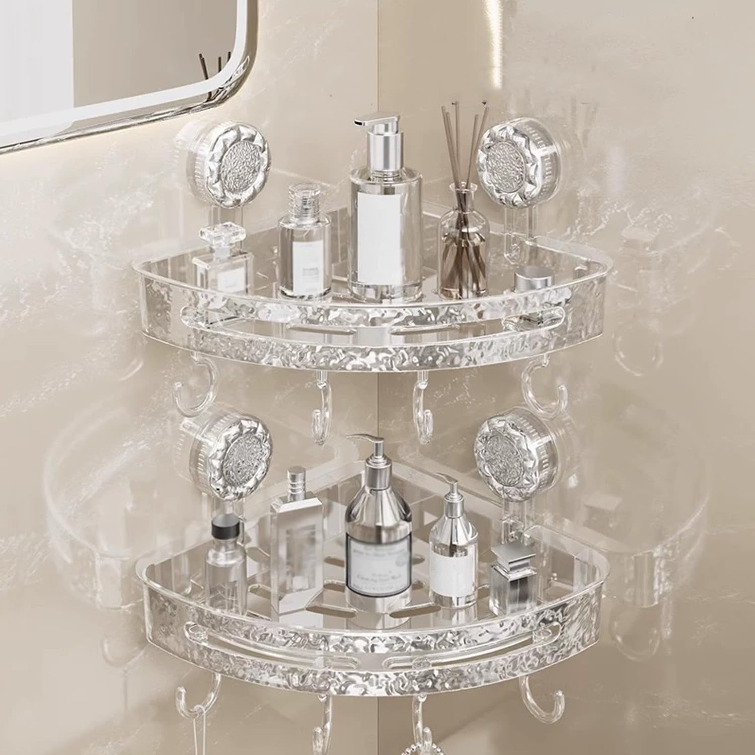 Set Patient Trays Shower Shelf, Corrugated Suction Cup Storage Holder ...