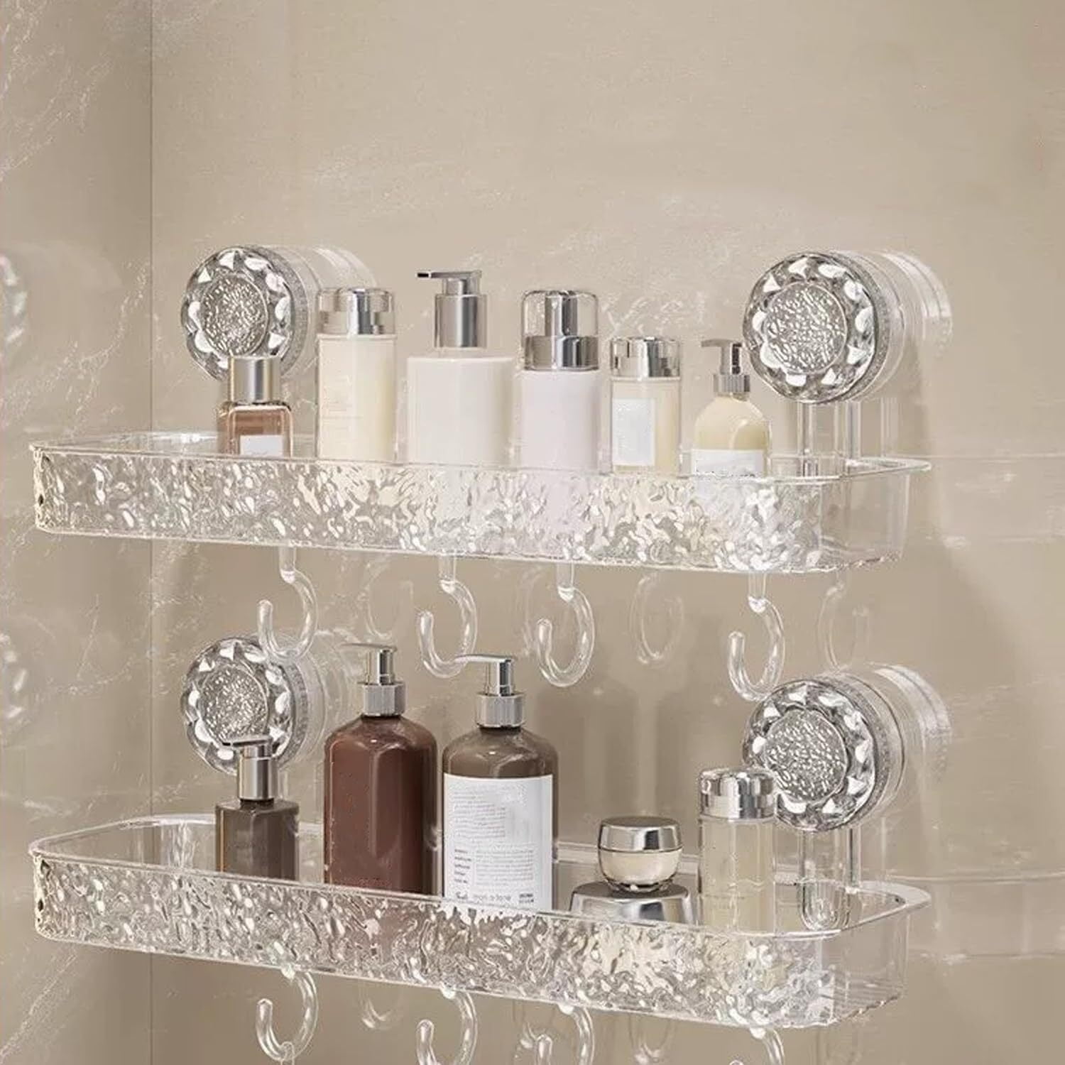 Set Patient Trays Shower Shelf, Corrugated Suction Cup Storage Holder ...