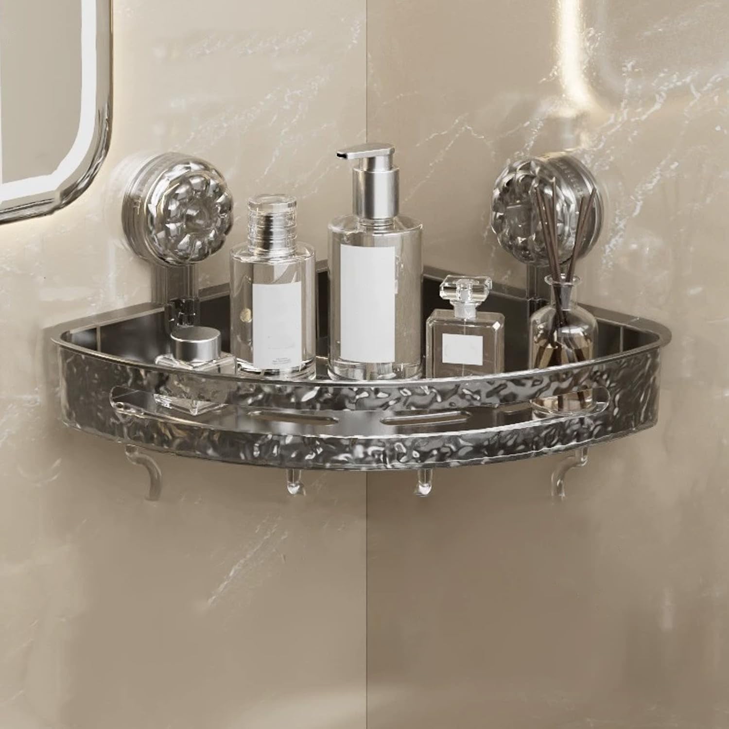 Set Patient Trays Shower Shelf, Corrugated Suction Cup Storage Holder ...