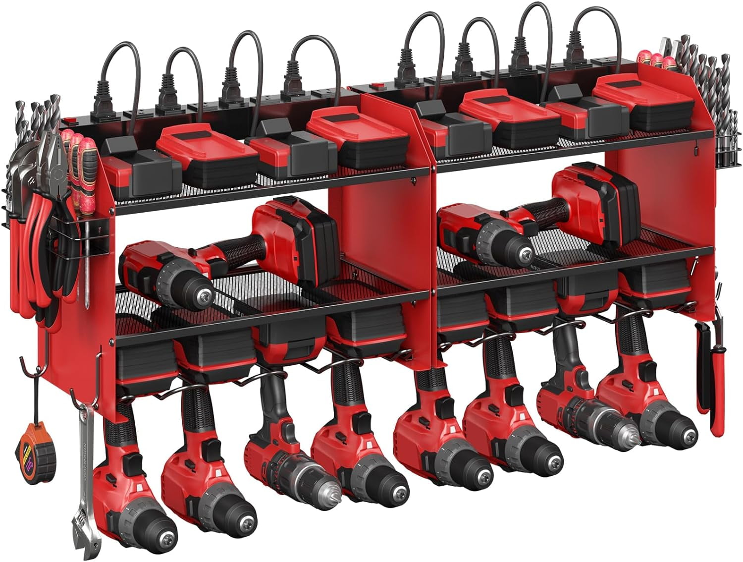 Set Power Tool Organizer Wall Mount with Charging Station. Garage 4 ...