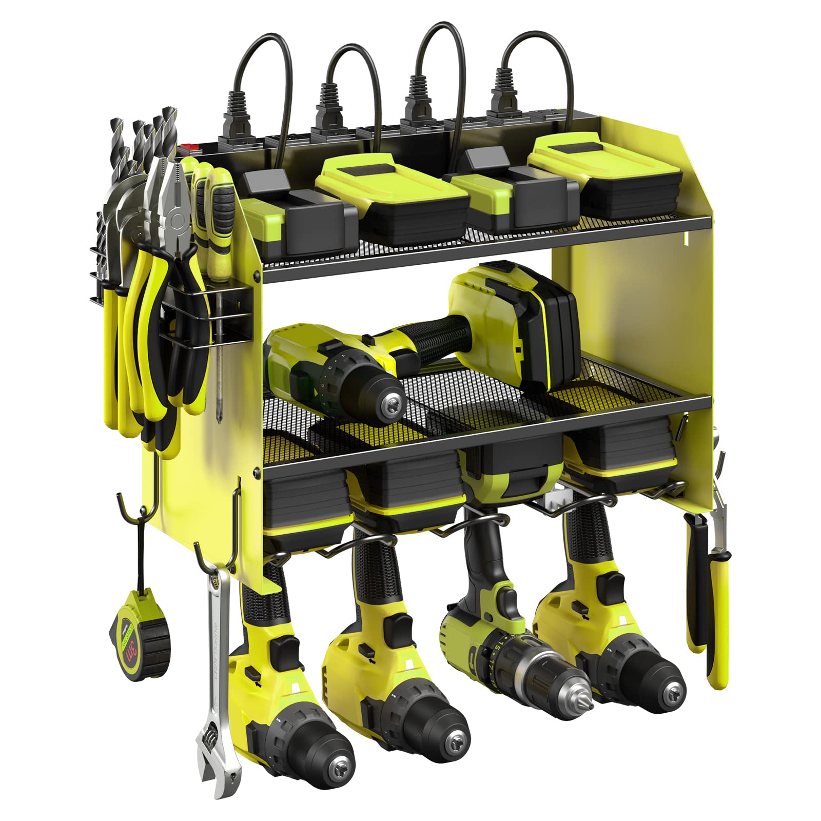 Set Power Tool Organizer Wall Mount with Charging Station. Garage 4 ...