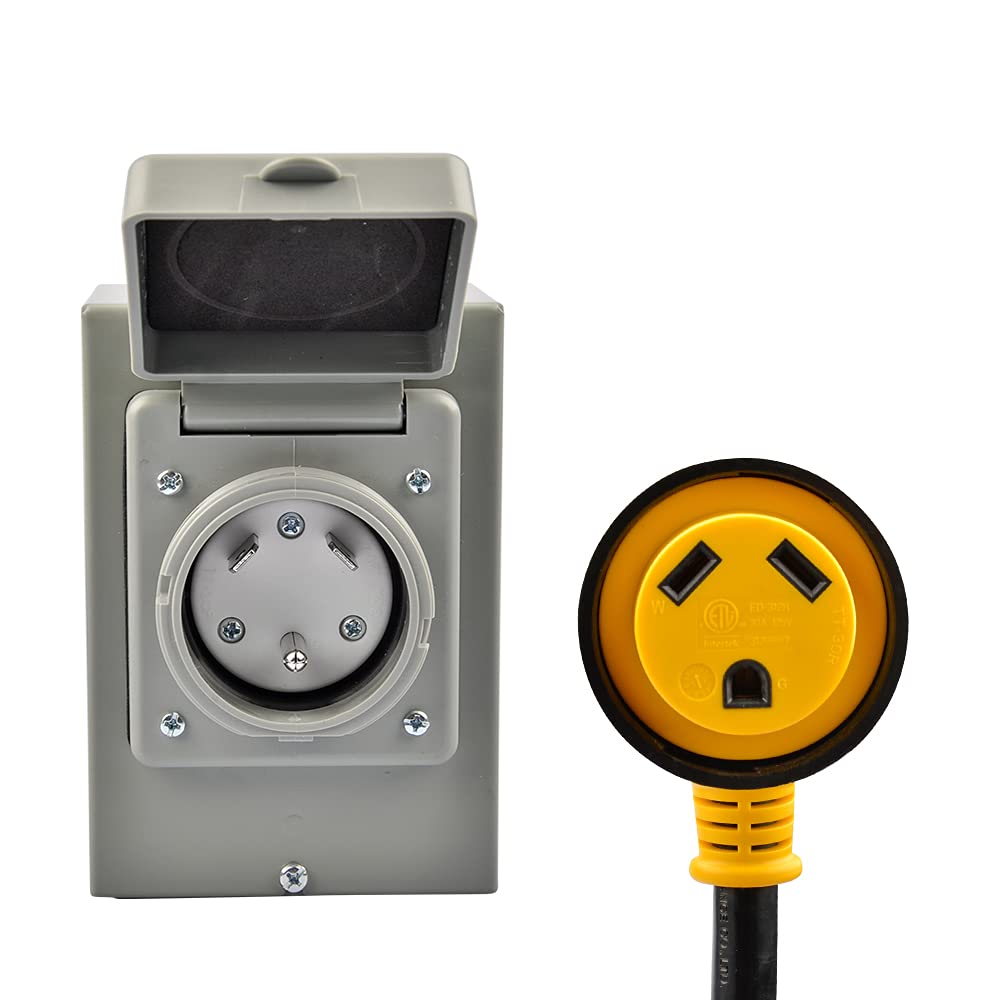 50 Amp Generator Cord with Inlet Box, 20FT RV Extension Cord NEMA14-50P ...