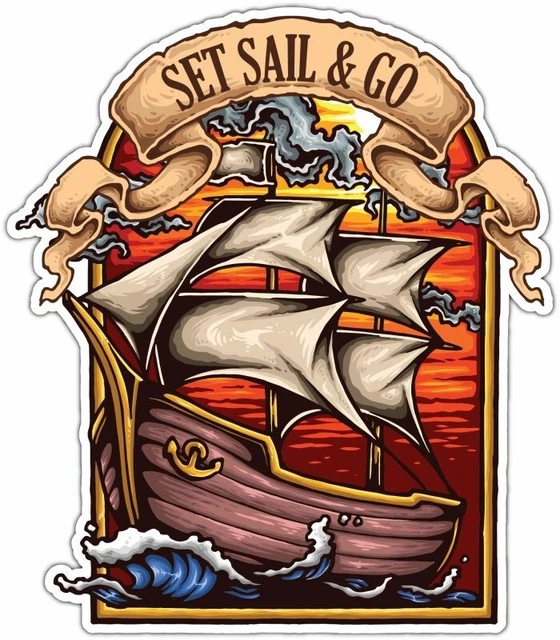 Set Sail & Go Sailorman Captain Boat Yacht Car Window Stickerphone ...