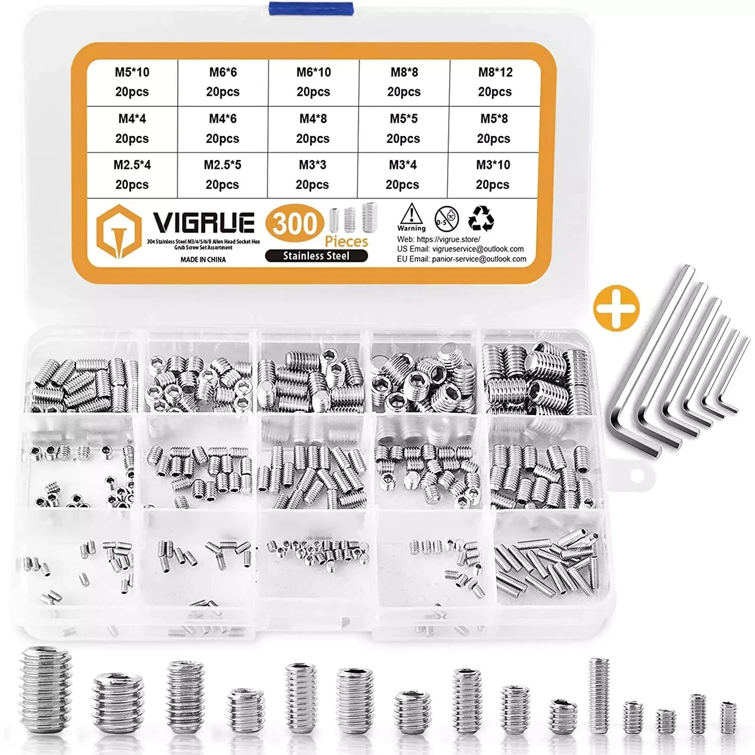 Set Screws 300Pcs Metric Hex Allen Head Socket Set Screw Bolts ...