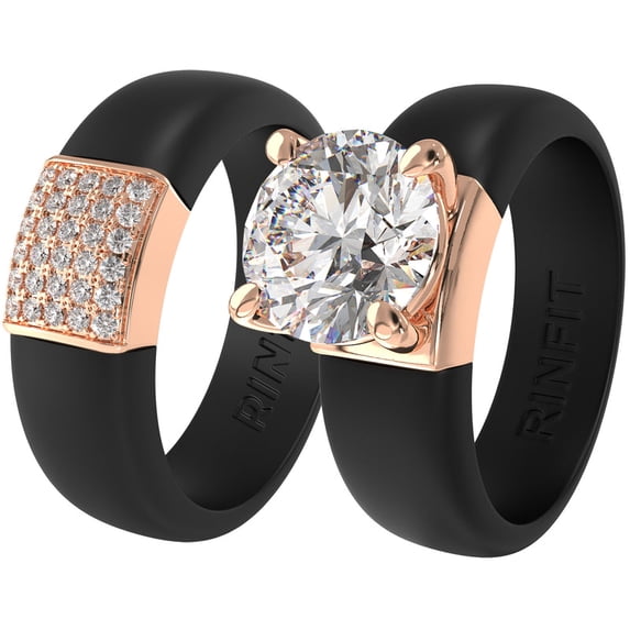 Set Silicone Ring – 7mm Round Solitaire CZ | Patented Design ...