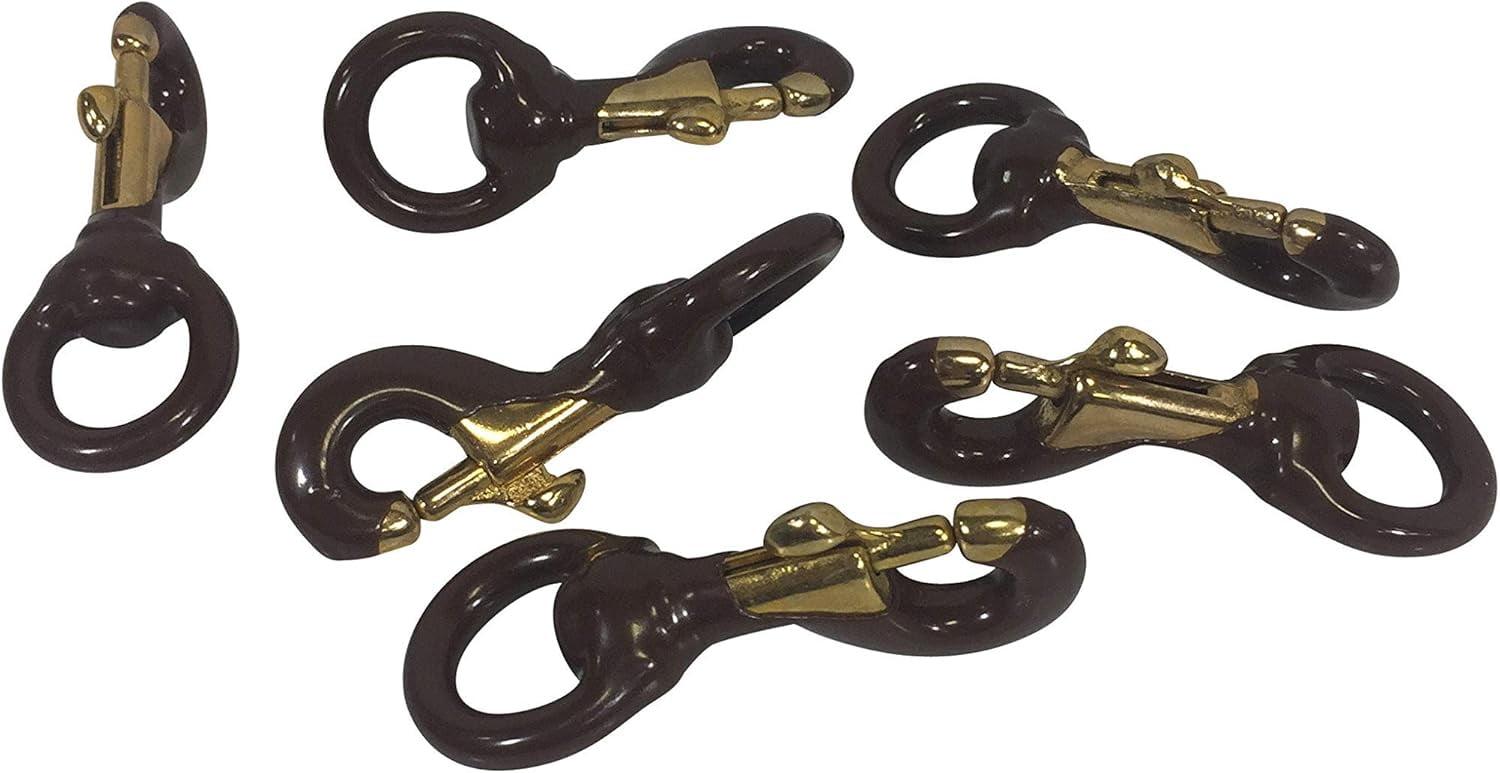 Set of Six (6)- Standard 3" Brown Rubber Coated Brass Flagpole Snap ...