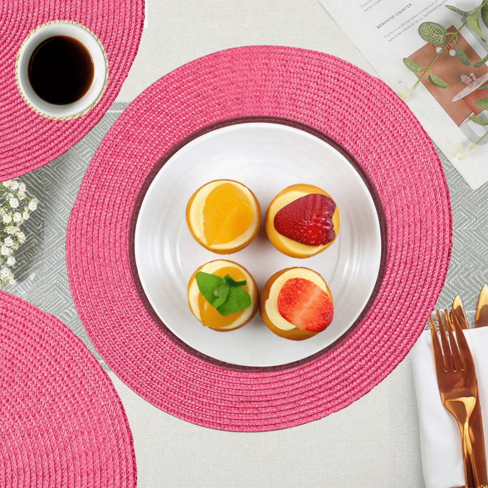 Set Of Six Luxury Modern Woven Spiral Table Placemats 15 Inches Round ...