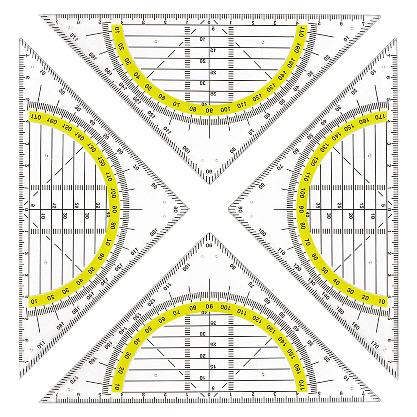 Set Square 180 Degree Protractors Clear Set Square Geometry Drawing ...