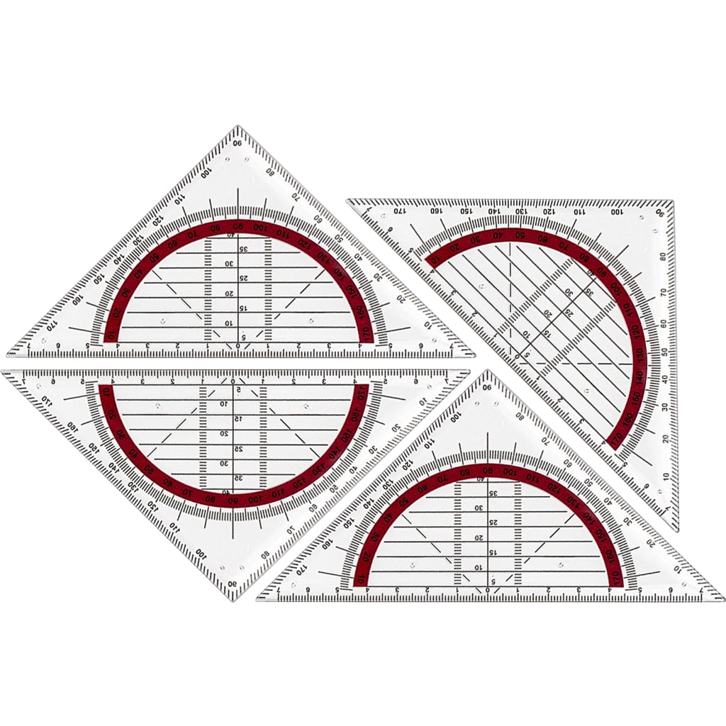 Set Square Built-in 180 Degrees Protractor Math Drafting Ruler for ...