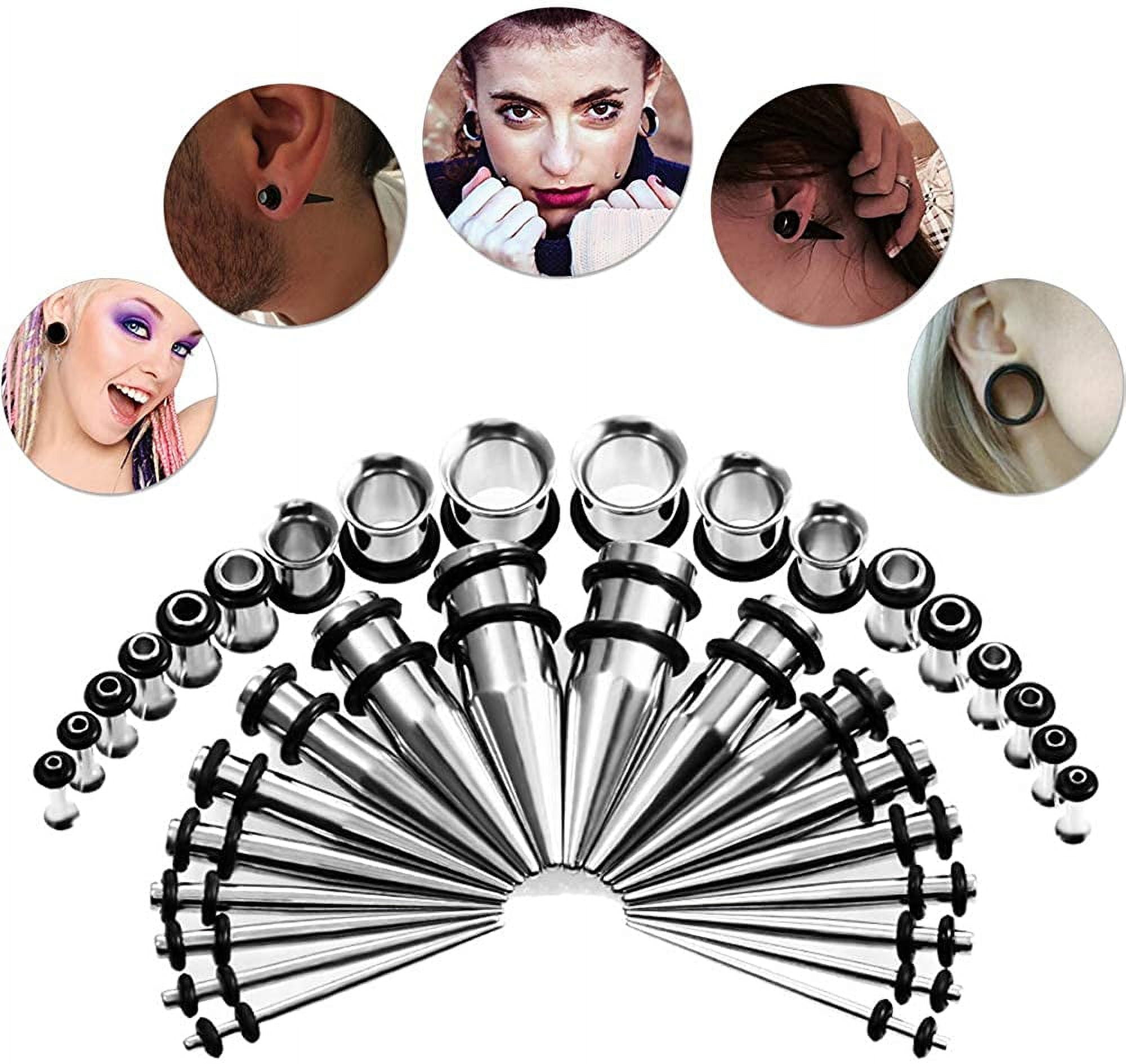 Set Stainless Steel Ear Expander Stretching Tapers and Tunnels ...