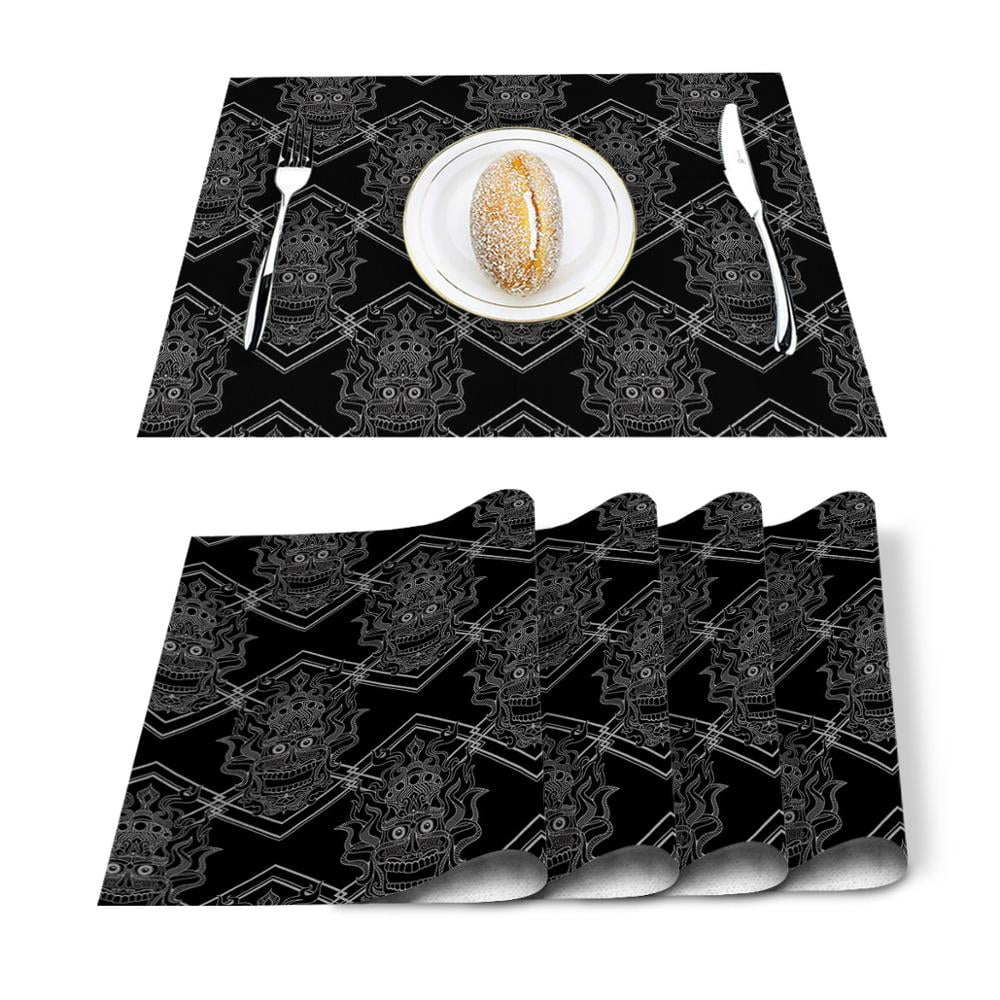 Set Table Mats Haunted Mansion Printed Cotton Linen Table Napkin ...