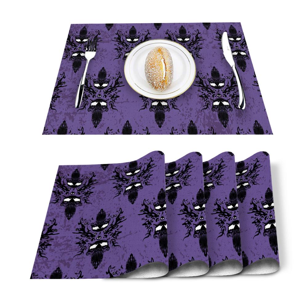 Set Table Mats Haunted Mansion Printed Cotton Linen Table Napkin ...