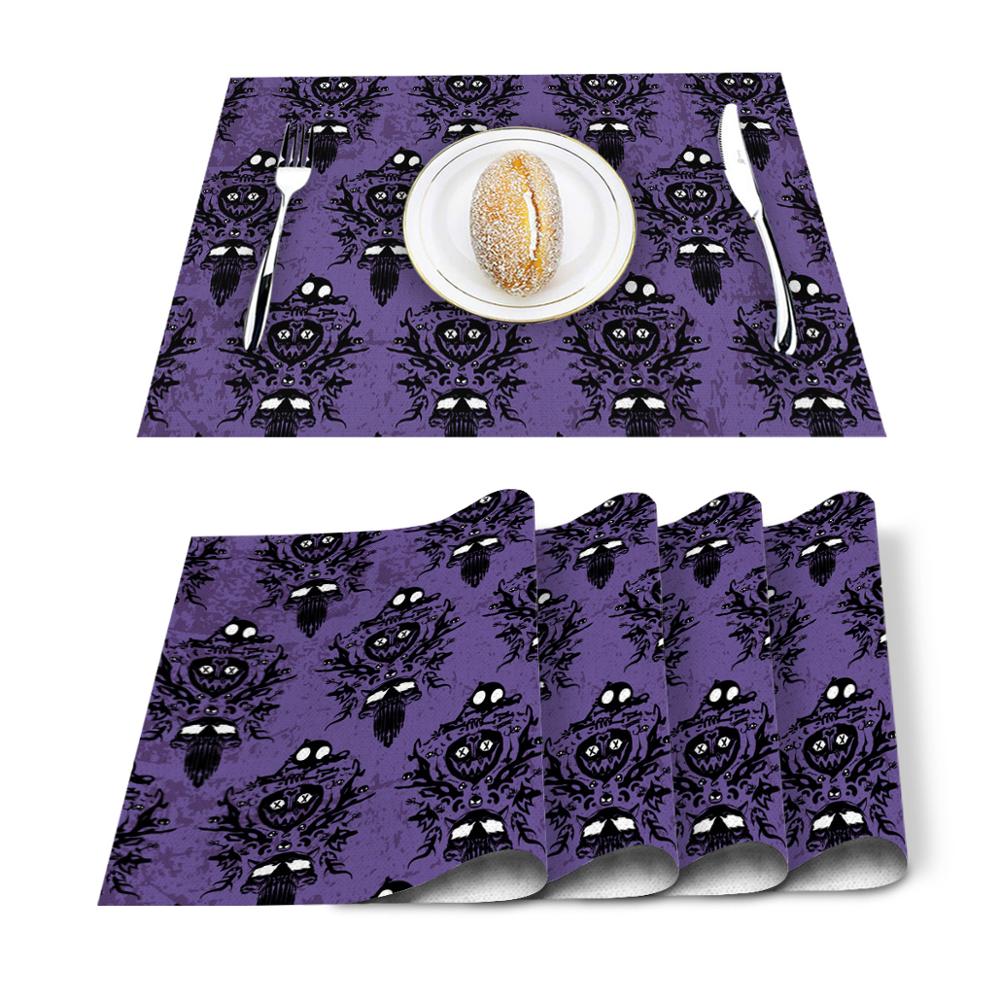 Set Table Mats Haunted Mansion Printed Cotton Linen Table Napkin ...