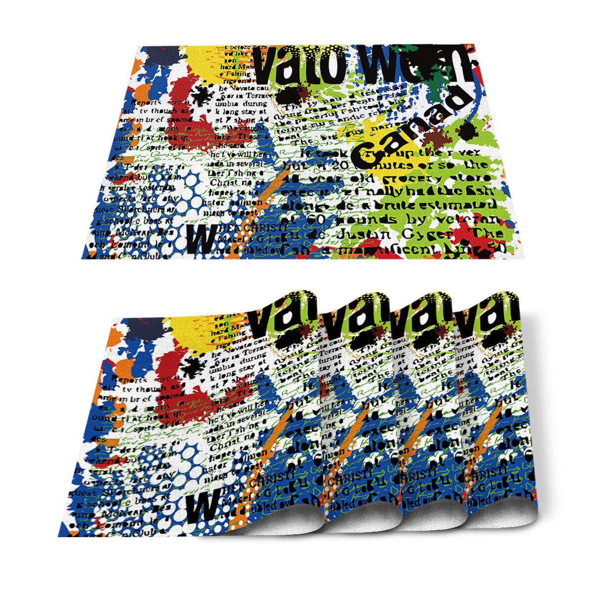 Set Table Mats Wall Graffiti Art Text Alphabet Printed Table Napkin ...
