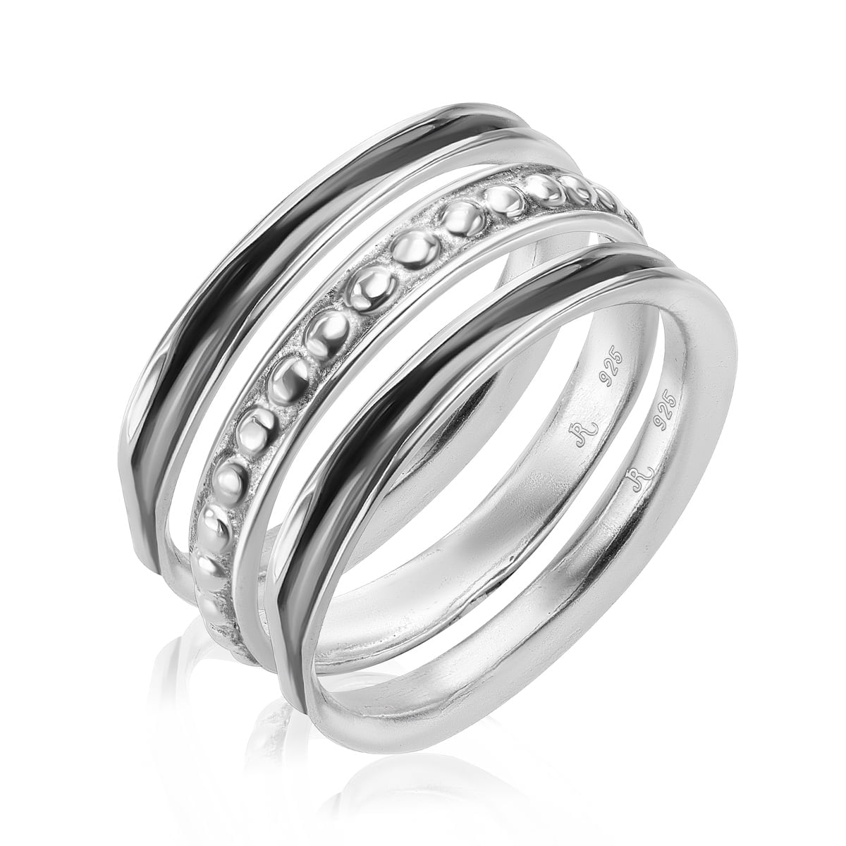 Jean Rachel Jewelry Set of Three 925 Sterling Silver Rings Beaded ...