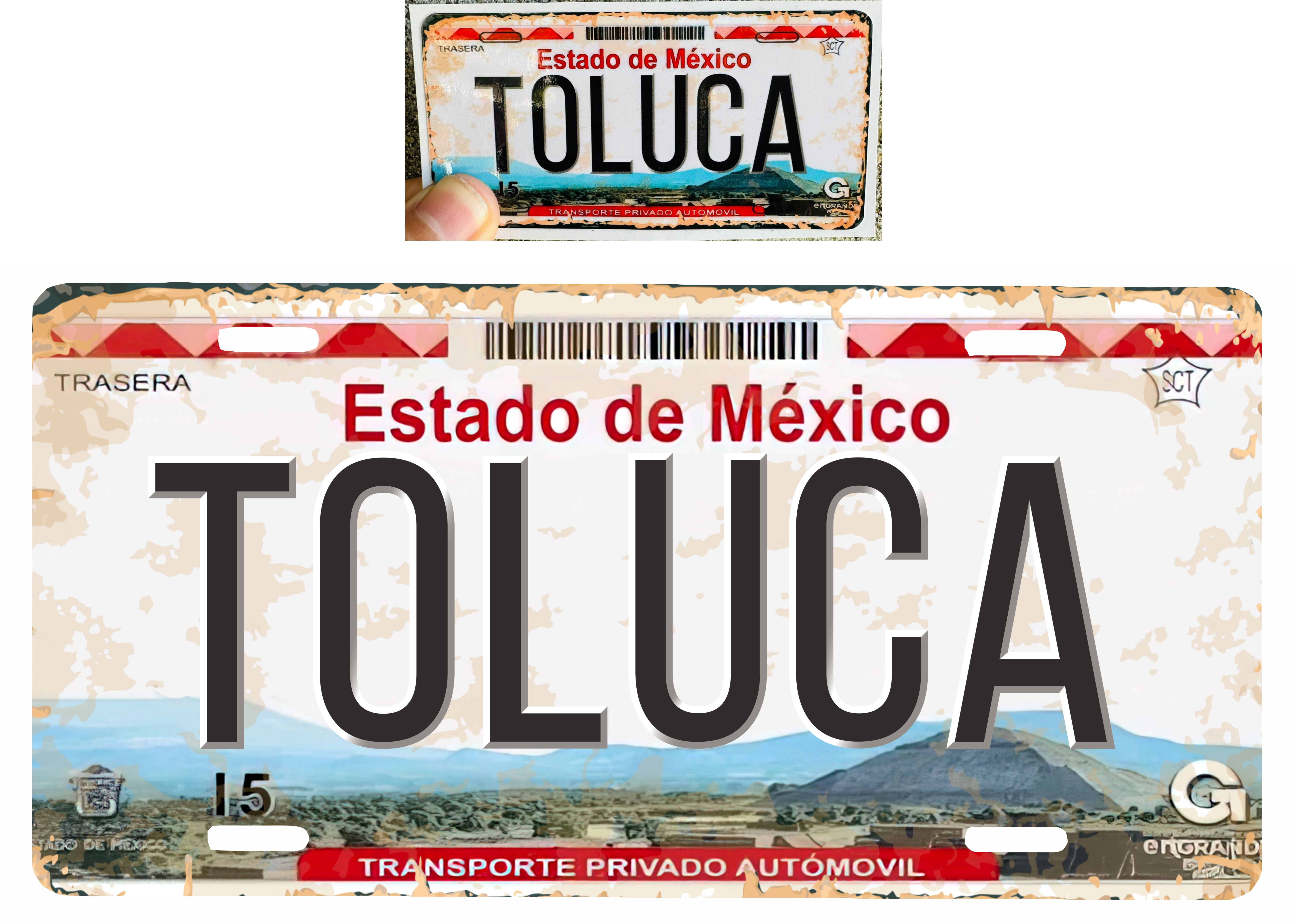 Set Toluca Estado de Mexico - Aluminum Novelty Vanity Plate Placa Sign ...