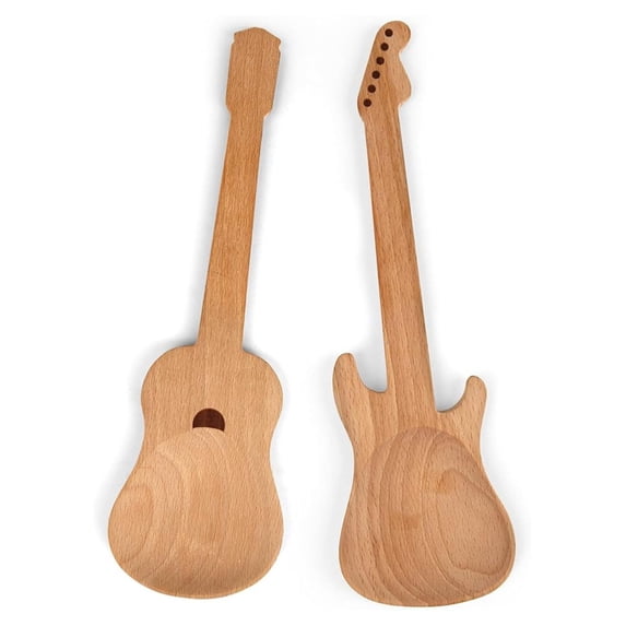 Set of Two Novelty Guitar Wooden Spoons for Kitchen – Beechwood, Heat ...