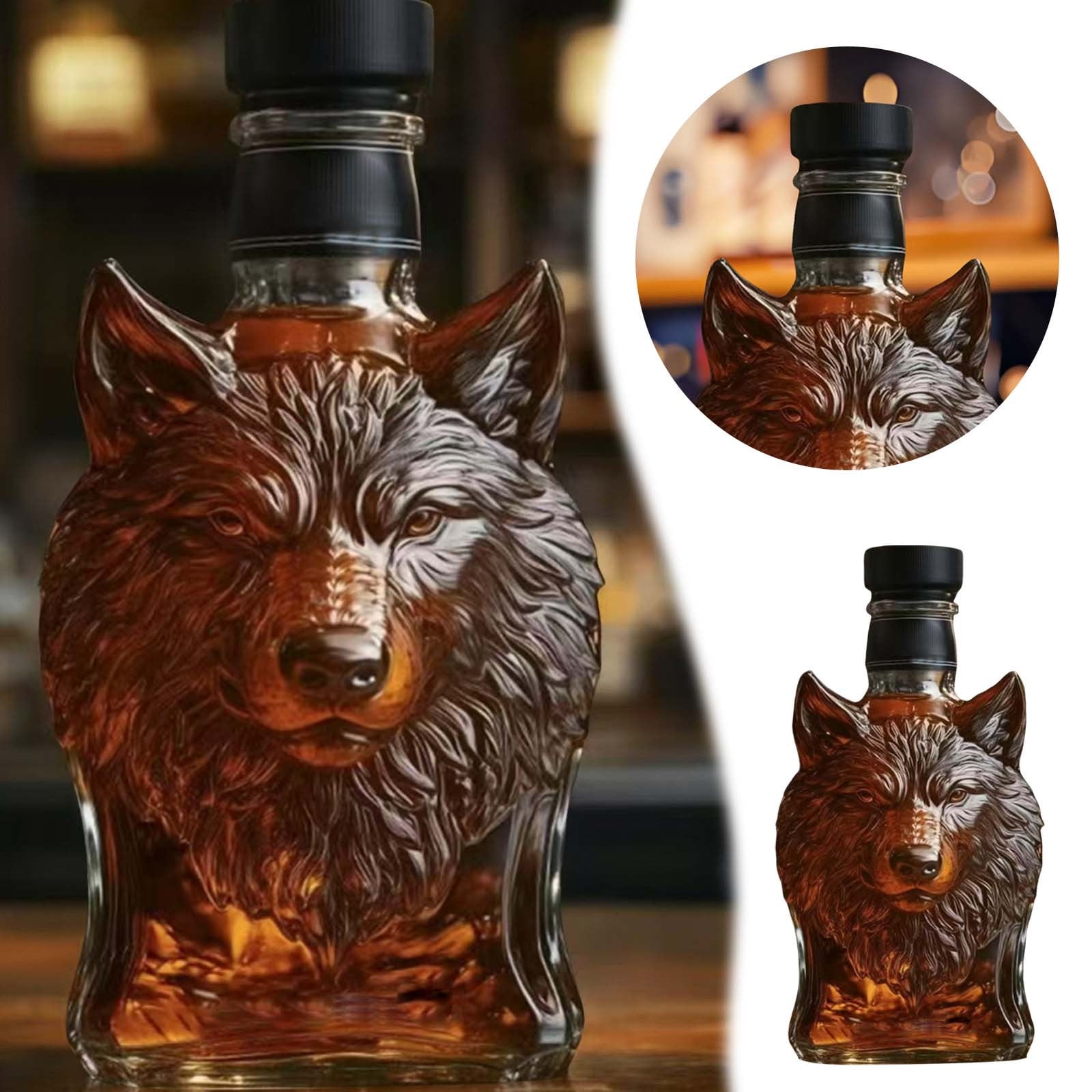 Set - Unique Wolf Bottle Glass for Home Bar Decoration - for Men Dads and Husbands Who - Walmart.com