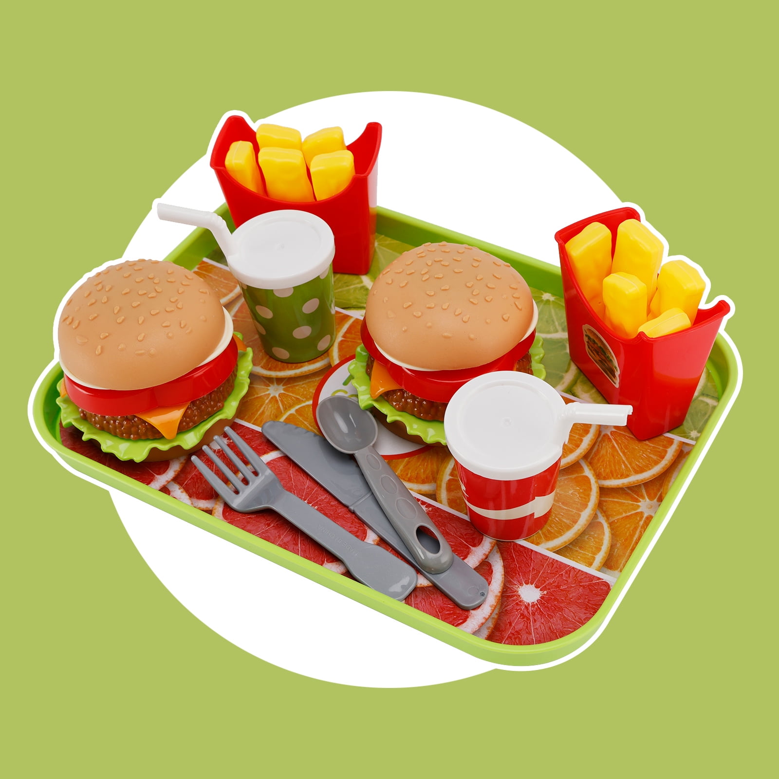 Set Waffles Fries Drink Play Food Pretend Toy Kitchen Set Children Toy ...
