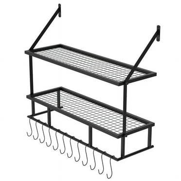 Sorbus Kitchen Wall Pot Pan Rack,With 10 Hooks,Black - Walmart.com