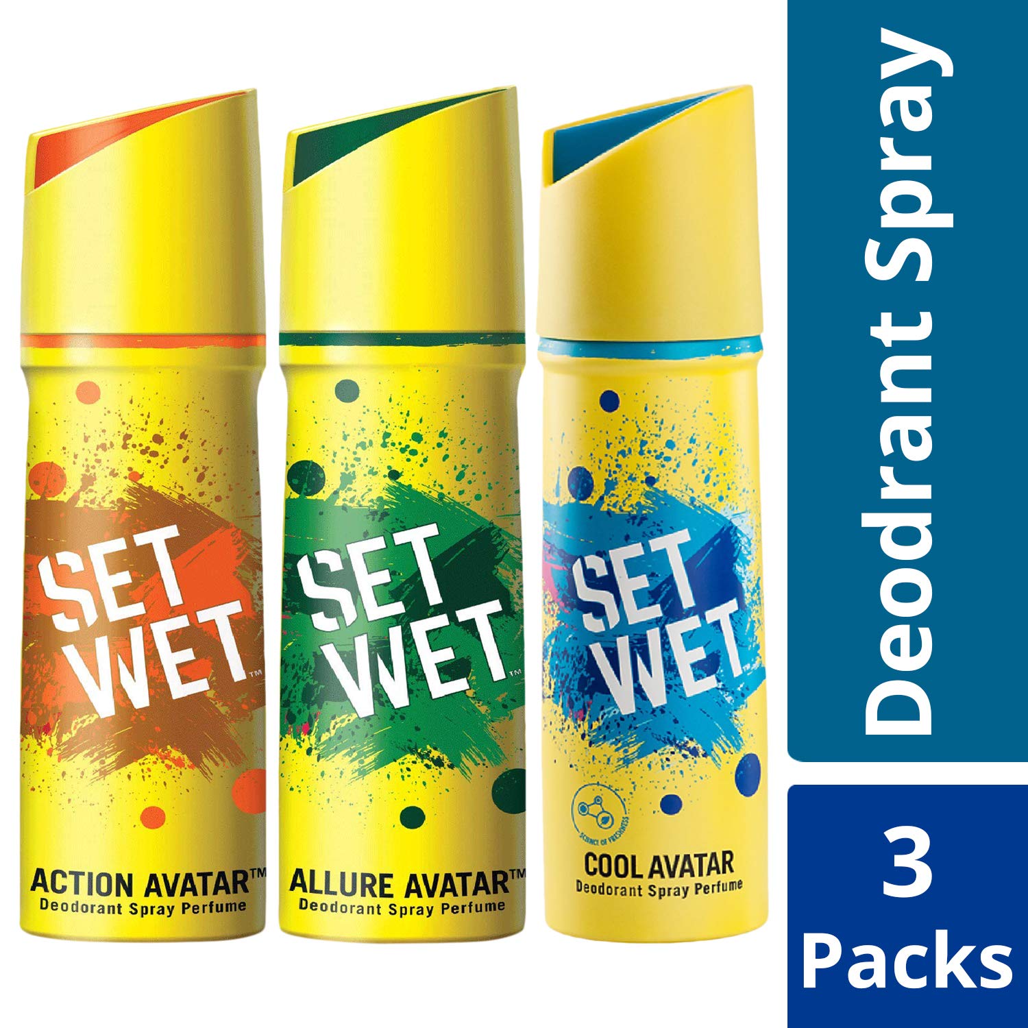 Set Wet Action + Allure + Cool Avatar Deodorant Spray Perfume Combo For ...