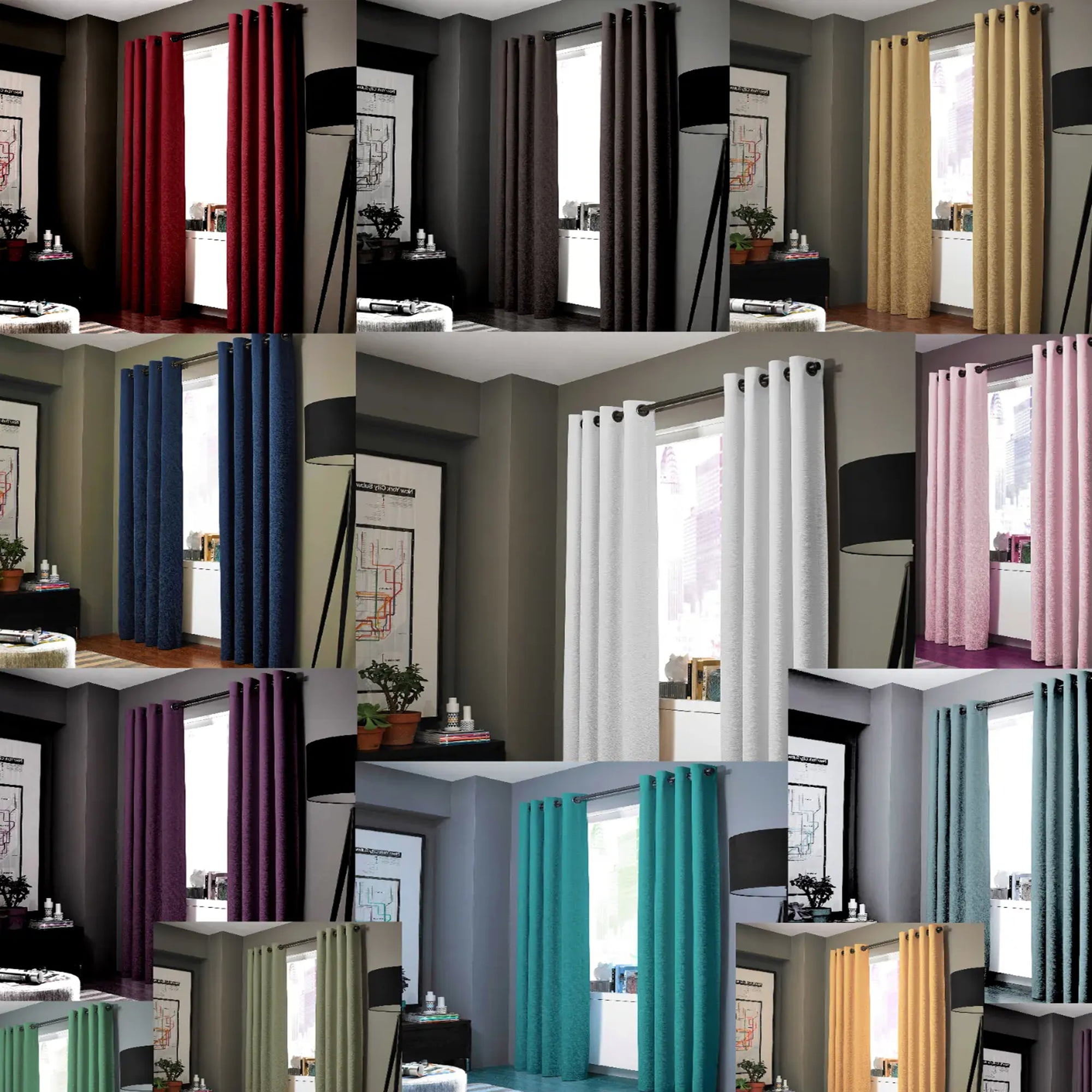 Set Window Curtain Faux Silk Rod Pocket Drape Solid Mix & Match Solid ...