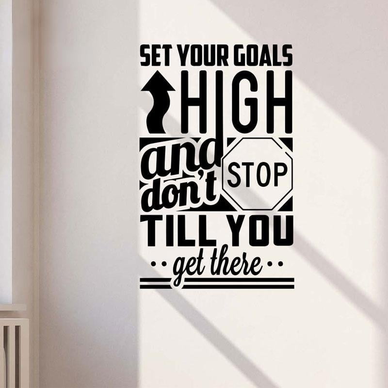 Set Your Goals High Wall Decal Fitness Gym Sports Quote Vinyl Sticker ...