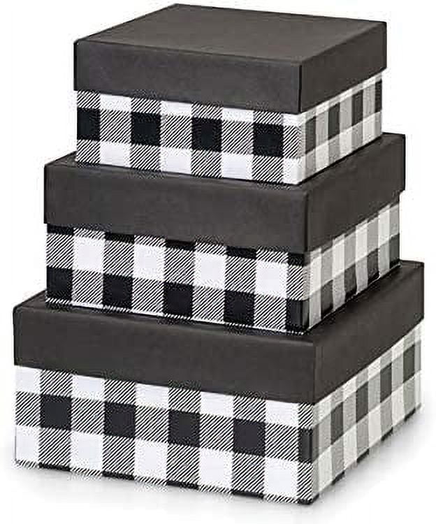 Set of 1, Buffalo Plaid Black Nested Boxes, Large 3 Piece Set for ...