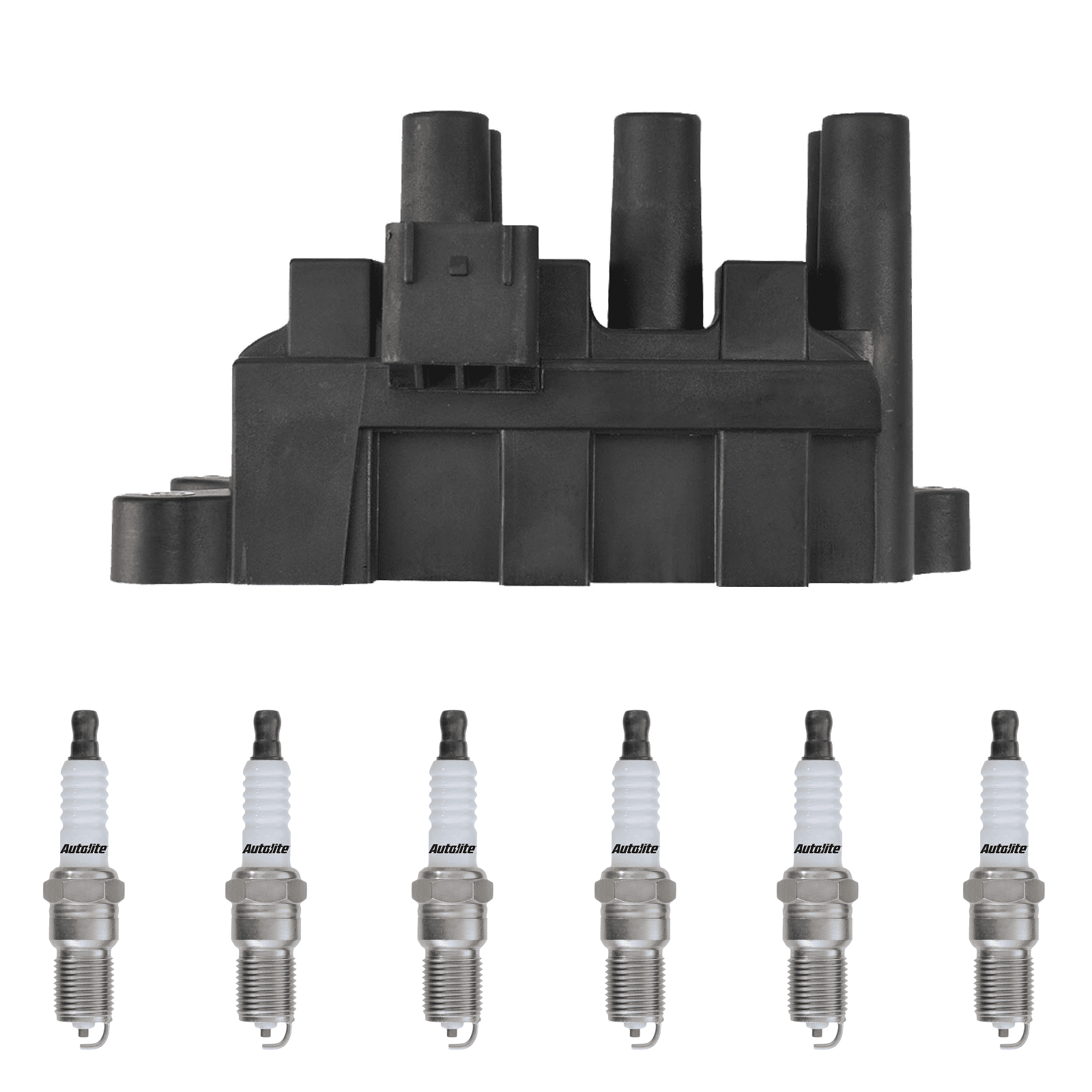 Set of 1 ISA Ignition Coil and Set of 6 Autolite Spark Plugs Compatible ...