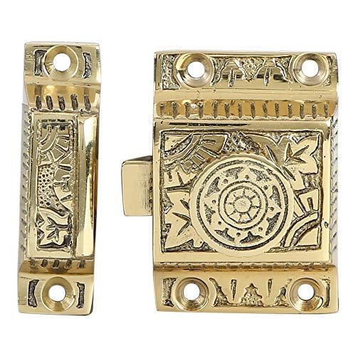 Set of 1 Solid Brass Cabinet Latch, Handmade Polished Lacquered Finish ...