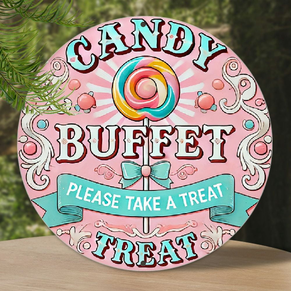 Set of 1 Vintage Metal Sign] Vintage Candy Buffet Aluminum Metal Sign ...