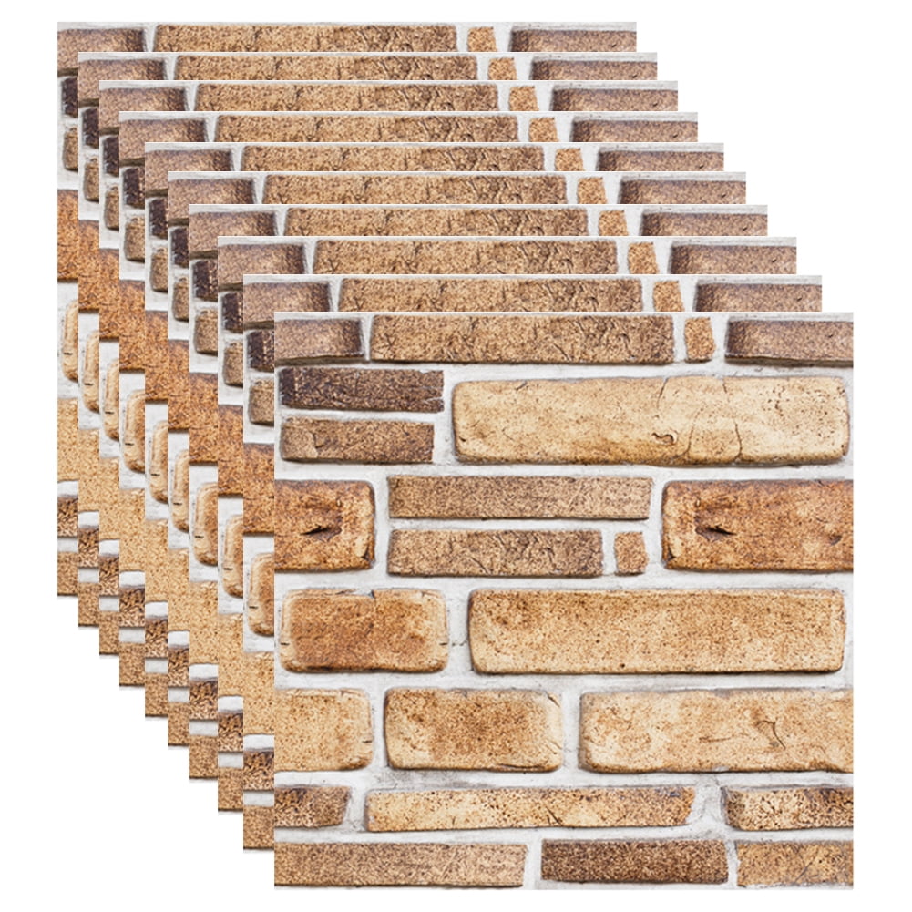 Set of 10 3D Wall Panel Peel and Stick Faux Brick Self-Adhesive Wall ...