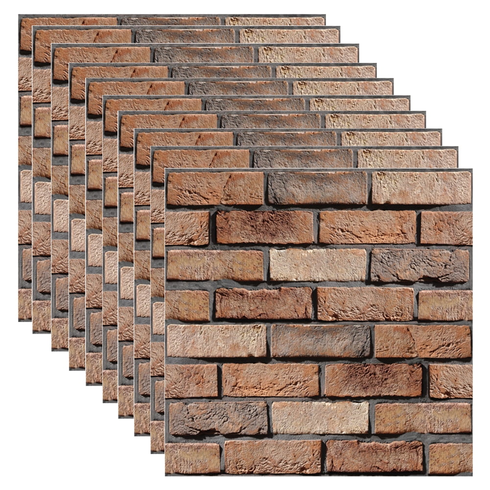 Set of 10 3D Wall Panel Peel and Stick Faux Brick Self-Adhesive Wall ...