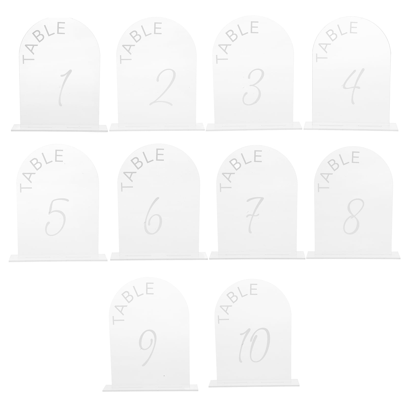 Pack of 10 Clear Acrylic Table Numbers with Stands, Numbers 1-10 for ...