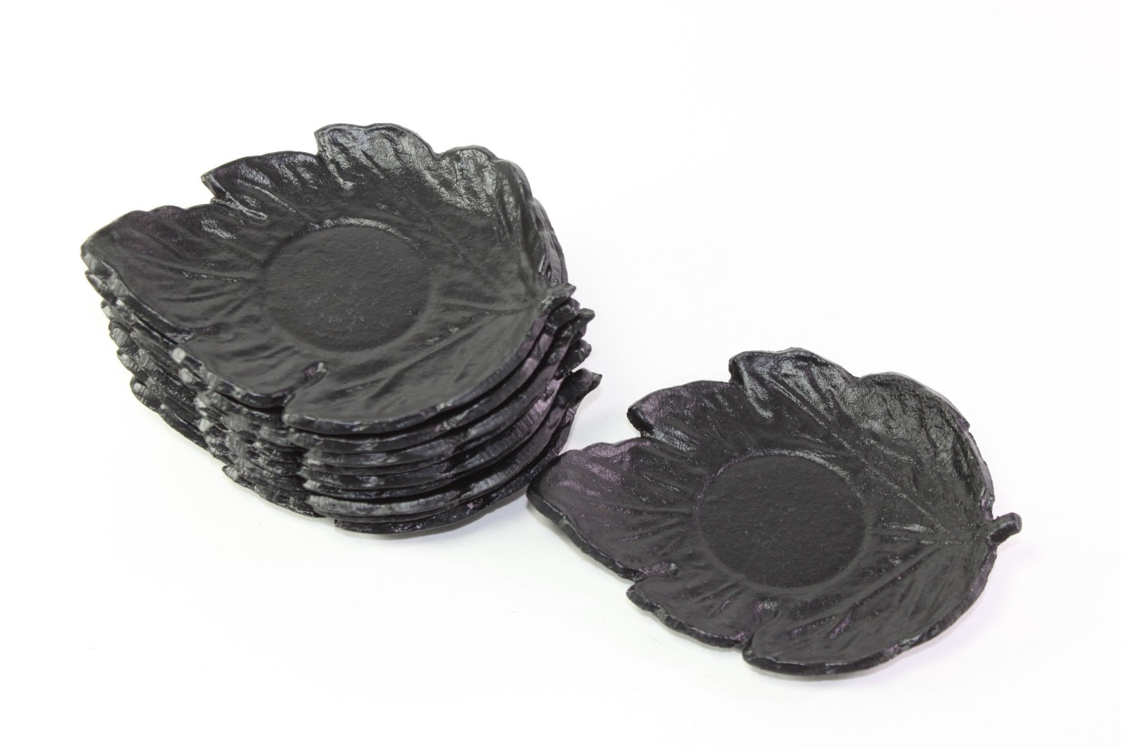Set of 10 Black Leaf Japanese Cast Iron Tea Coasters - Walmart.com