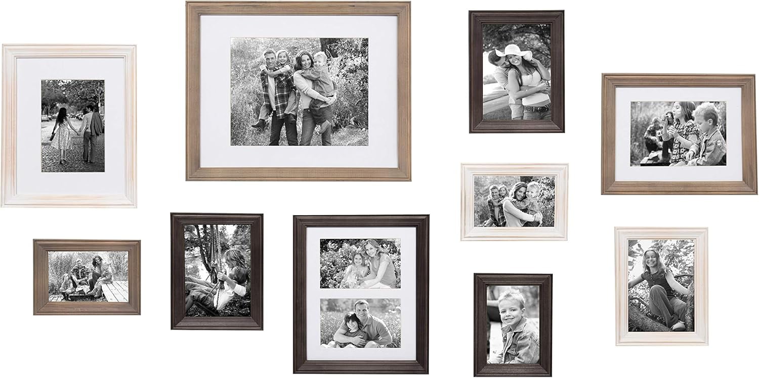 Set of 10 Bordeaux Gallery Wall Kit with Assorted Size Frames in 3 ...