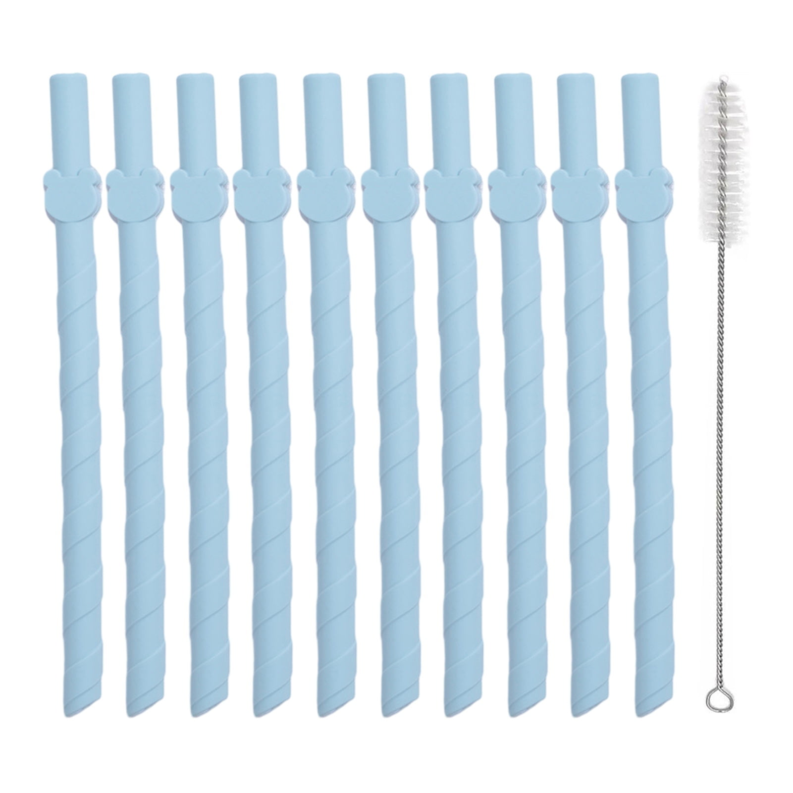 Set of 10 Colorful Reusable Silicone Straws - Easy-to-Clean, BPA-Free ...