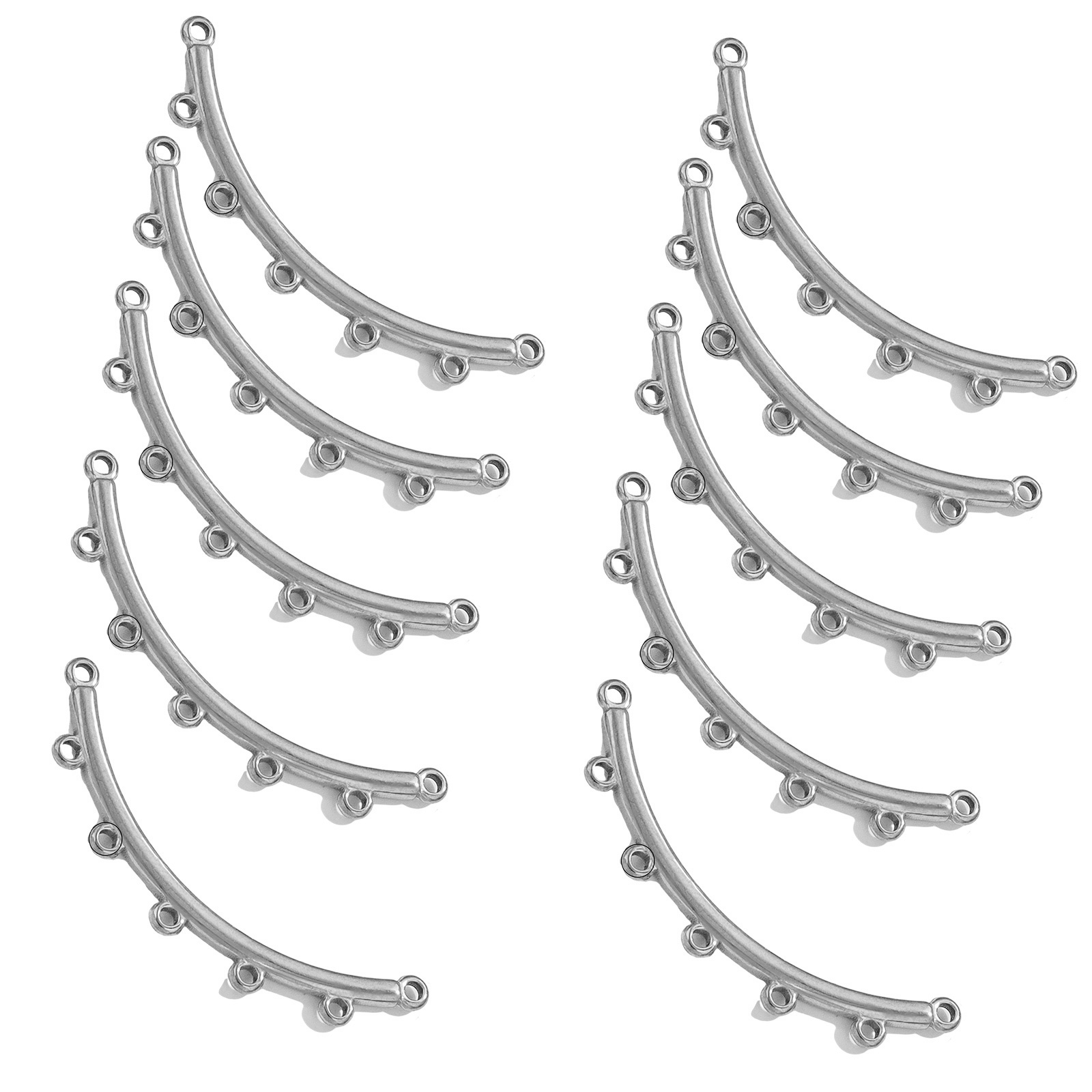 Set of 10 Curved Porous Connector Multihole Necklace Connectors Jewelry ...