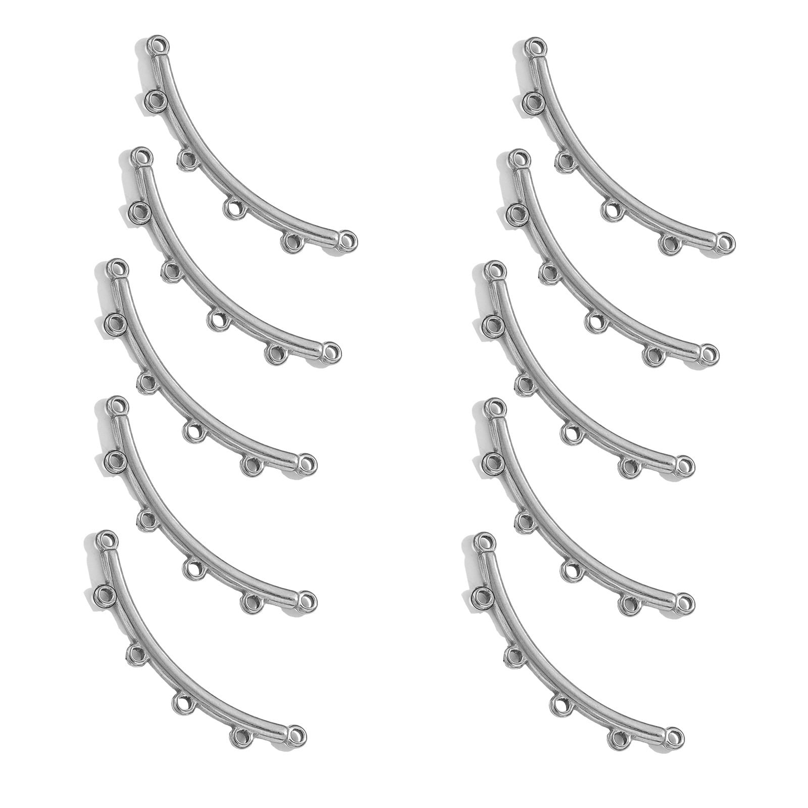 Set of 10 Curved Porous Connector Multihole Necklace Connectors Jewelry ...