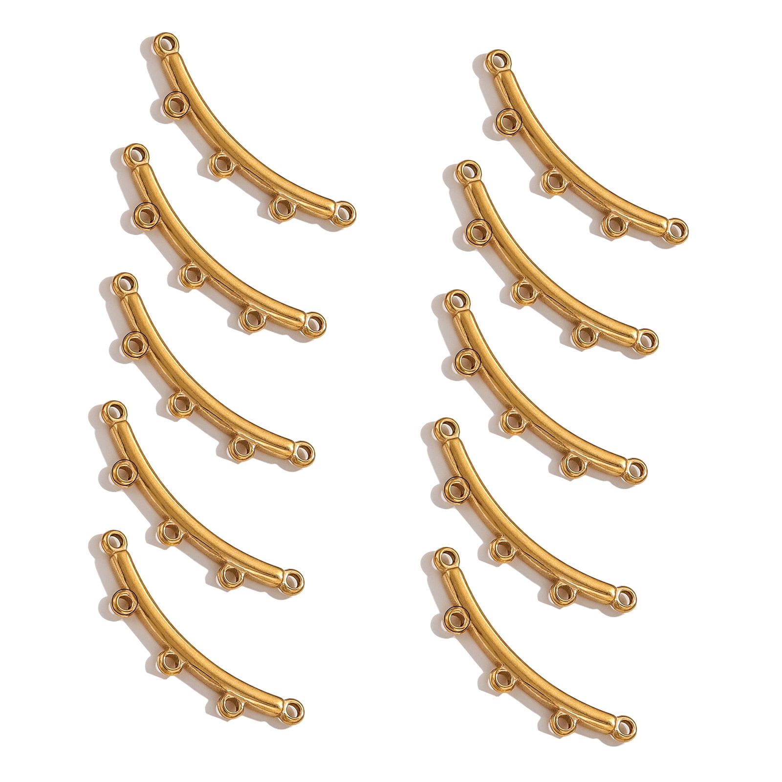 Set of 10 Curved Porous Connector Multihole Necklace Connectors Jewelry ...