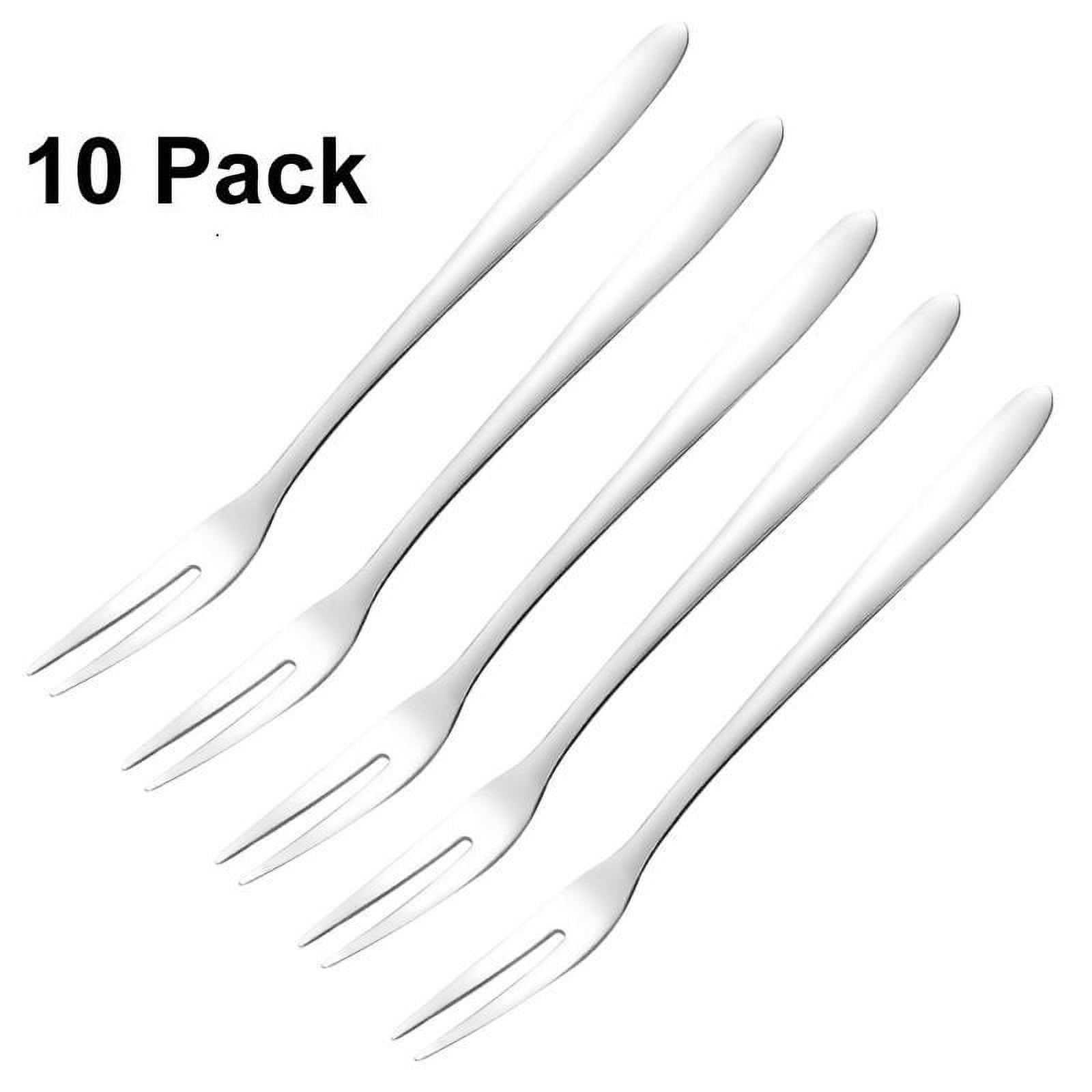 10 Pieces Stainless Steel Fruit Forks Cocktail Forks Two Prong Forks Tasting Appetizer Forks ...