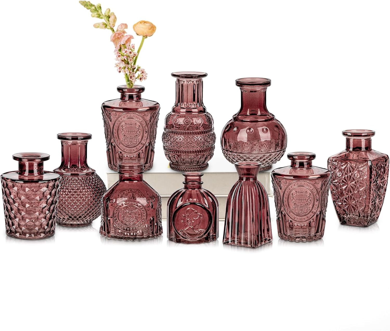 Set of 10 Glass Bud Vases, Bulk Small Flower Vase for Centerpieces ...
