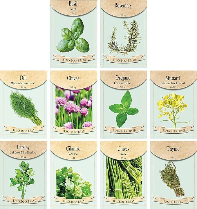 Set of 10 Herb Seed Packets - Heirloom & Non-GMO - Create a Bountiful ...
