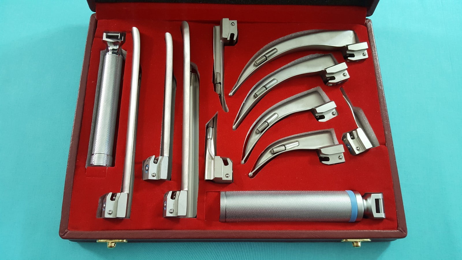 Set of 10 Laryngoscope Macintosh Mac + Miller BLADES & 2 HANDLES EMT ...